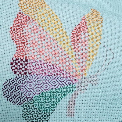 Blackwork Butterfly Motif Pattern, Blackwork Butterly Chart, Blackwork ...