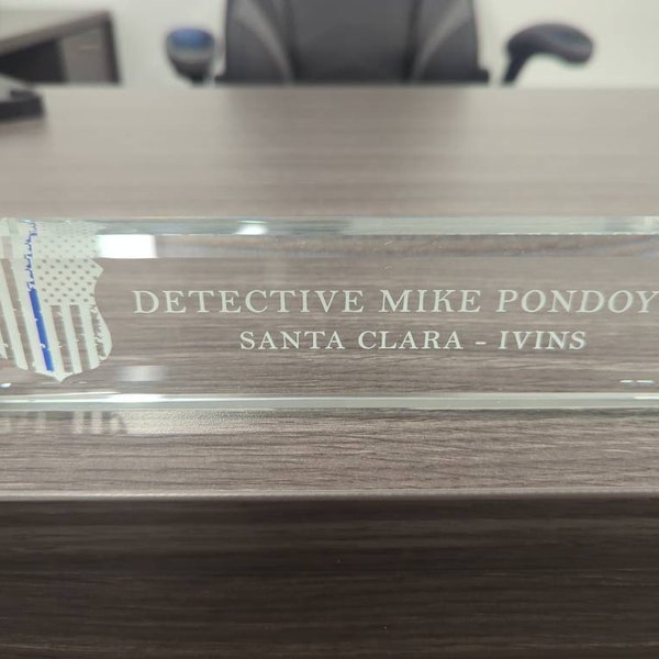 Police Officer Glass Office Desk Name Plate, Clear Chief of Police ...