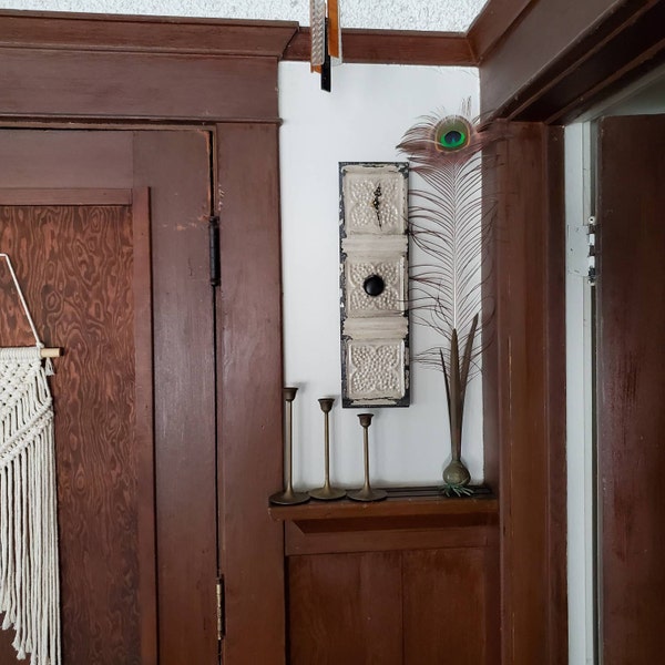 Vintage, Unique Upcycle Wall Décor Ceiling Tin Clock With off Center ...