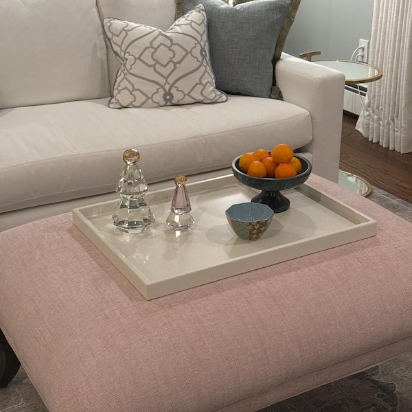 Off White Shallow Tray: Coffee Table Ottoman Decor - Bone - Etsy