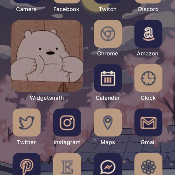 Lo-fi Aesthetic Night Blue Bronze Ios 14 Covers | Neon Icon | Theme ...