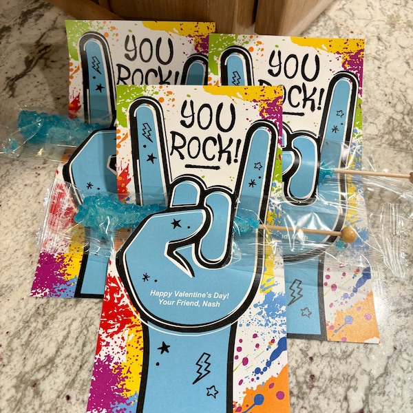 Rocker Valentine, Rock Candy Valentine, Valentine Printable, Kids ...