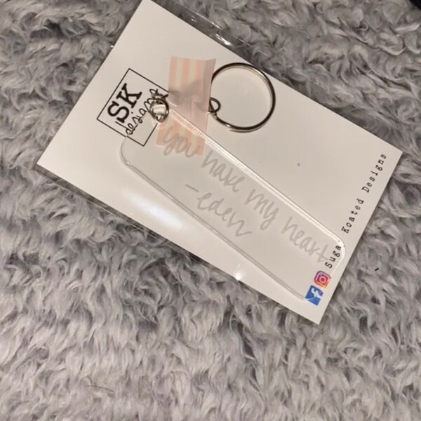 Engraved Handwritten Note Keychain, Clear Acrylic Keychain ...