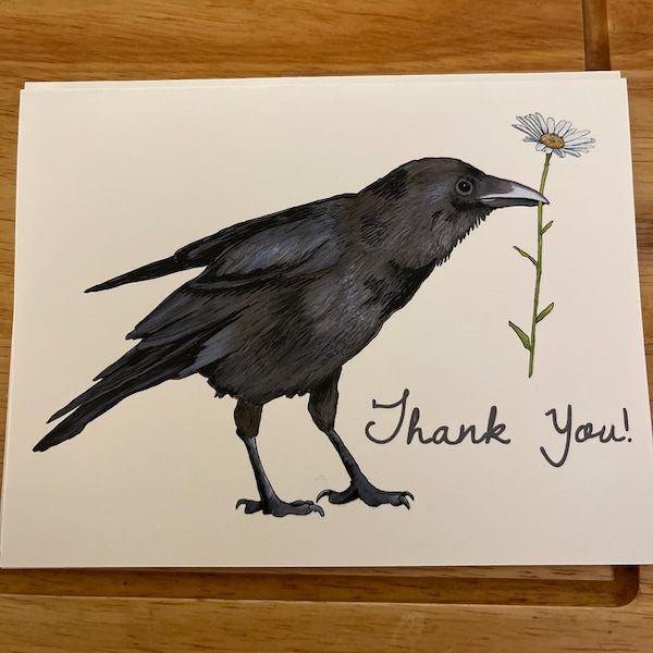 Crow Thank You Note Card Set - Appreciation Cards - Thank You Card Set ...