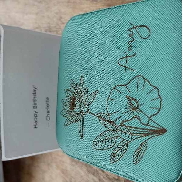 Personalized Walnut Wood Music Box, Birth Flower Music Box, Birthday ...