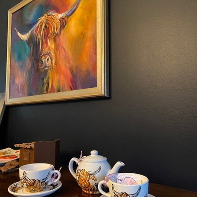 Hand Painted Thistle Tea Set, Flower of Scotland Tea Set, Thistle Tea ...