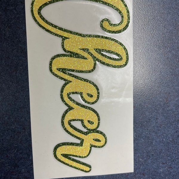 Cheer Glitter Stickers- "cheer" Cursive Font Decal - Varsity JV Car ...