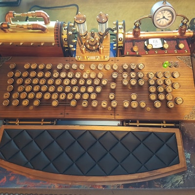 Set of Steampunk neo-victorian, Antique Look Mechanical Keyboard With ...