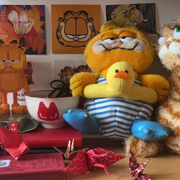 Garfield Miss You With Heart Cat Vintage Retro Soft Plush Toy Made by ...