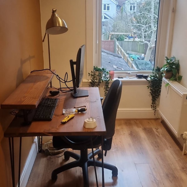 Corner Desk - Industrial Style - L Shape Desk - Riser Shelf for Storage ...