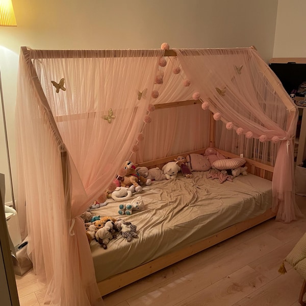 Dusty Rose Canopy, Tulle Canopy Bed , Rose Pink Bed Curtain, Crib ...