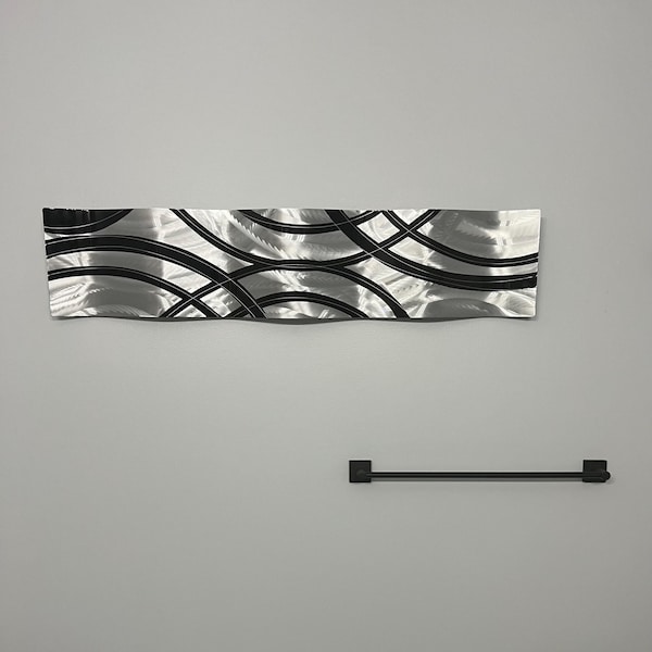 Abstract Metal Wall Art Blue Wave, Modern Metal Art 3D Wall Sculpture ...