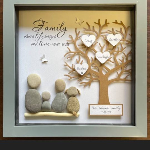 Personalised Pebble Art Family Tree: Handmade Keepsake Adoption Gift ...