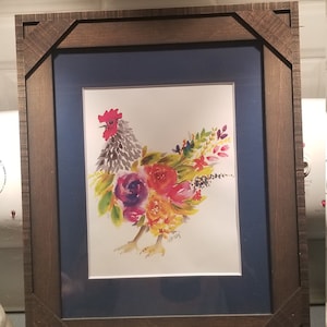 Watercolor Loose Floral Chicken Print, Hand Painted Chicken, Floral ...