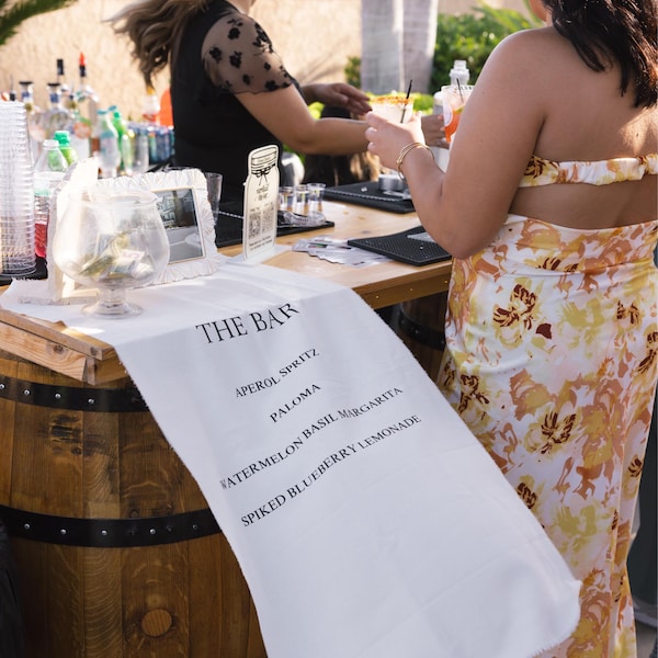 Fabric Bar Sign, Wedding Bar Menu, Custom Linen Bar Sign, Bar Sign ...