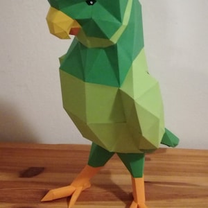Parrot Green Paper Craft, Digital Template, Origami, PDF Download DIY ...