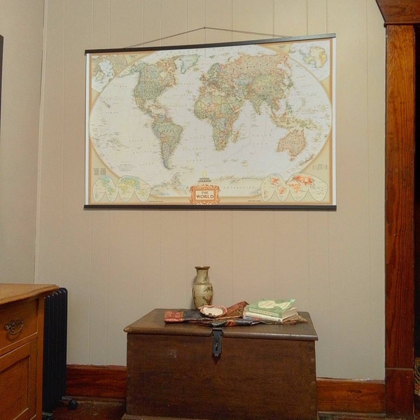 National Geographic Vintage 1960 World Map Fine Art Reproduction Old ...