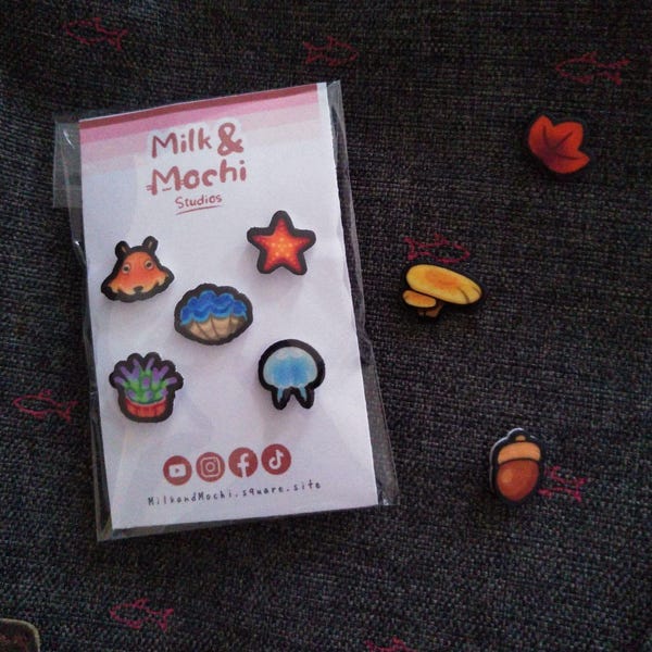 Mini Animal Pins Set Bugs Fish Sea Creatures Gyroids Star Fragments ...