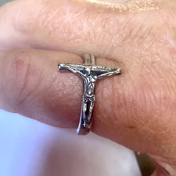 Sterling Silver Crucifix Ring for Men Women, Jewelry for Christians ...