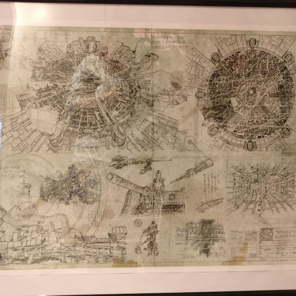 Final Fantasy - Midgar Blueprint / Aged Specs (A2 = 420mm*594 or 16.5 ...