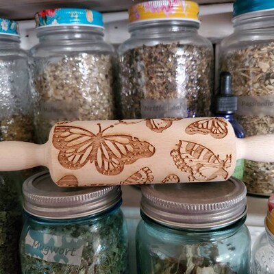 Geometry Flowers Engraved Rolling Pin, Embossed Handmade Rolling Pin ...