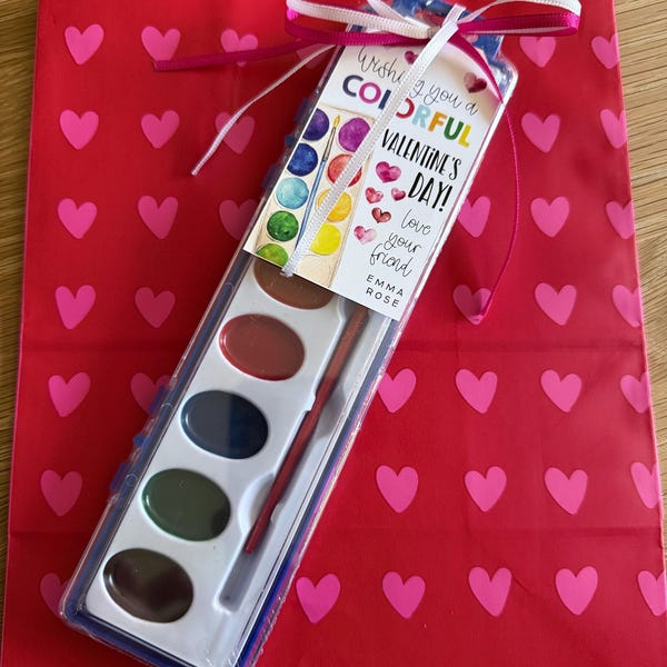 Paint Valentine Gift Tag Template, Printable Colorful Valentine's Day ...