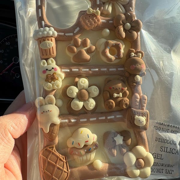 Coffee & Tea Decoden Phone Case, Handmade Whipped Cream Glue - Etsy