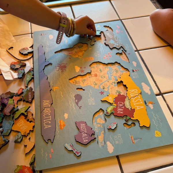 Kids USA Map, Montessori Toys 2 Year Old Gift for Kids, Wooden Puzzle ...