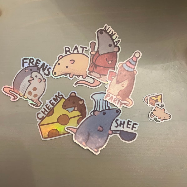 RAT Stickers | Waterproof Holographic Stickers, Rat Sticker, Derpy ...