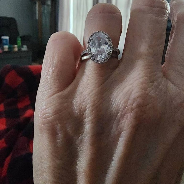 3 CT Oval Cut Moissanite Engagement Ring 14K White Gold Anniversary ...