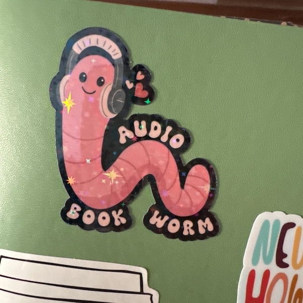 Audio Bookworm Holographic Sticker - Etsy