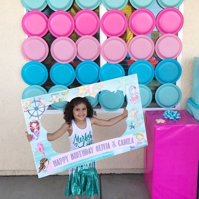 PRINTABLE Mermaid Birthday Party Photo Booth Frame, Under the Sea Photo ...