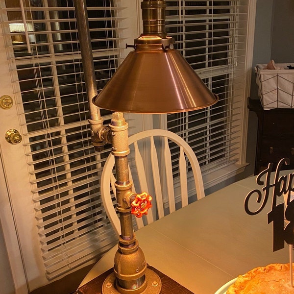 Industrial Style Iron Piping Rustic Table Lamp - Etsy