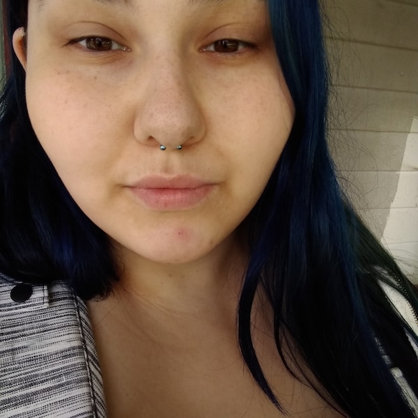 Titanium PVD 16g Septum Ring, 8mm, Blue, Light Blue, Purple, Rainbow ...