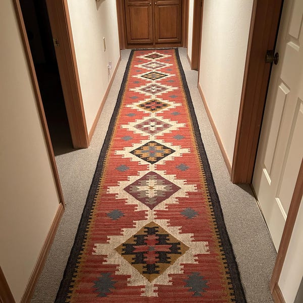 Handmade Kilim Runner, Multicolor; Jute Rug Wool Rug Kilim Dhurrie ...