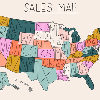 United States Sales Map Coloring Page to Color in Procreate, Printable ...
