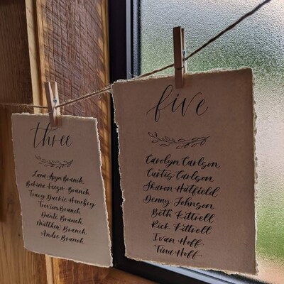 Hand Made Paper Seating Chart Cards, Seating Chart Cards for Wedding ...