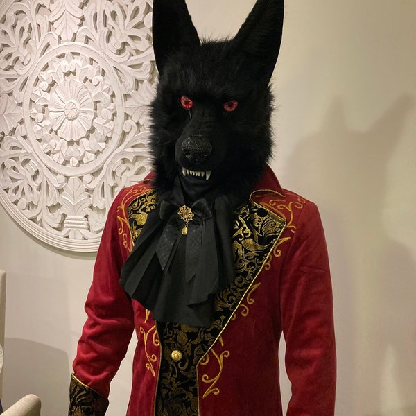 Werewolf RED Eyes Headdress, RED EYES, Black Werewolf Mask, Black Wolf ...