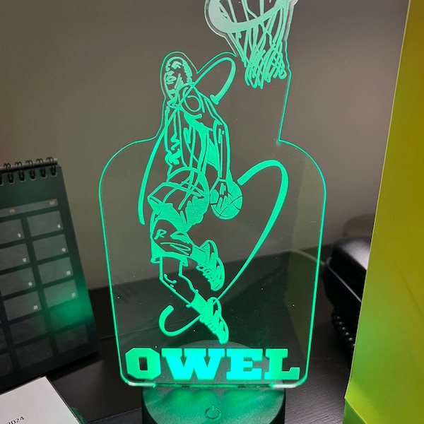 Basketball Personalized LED Night Light - Custom Gift for Fans, Sports ...