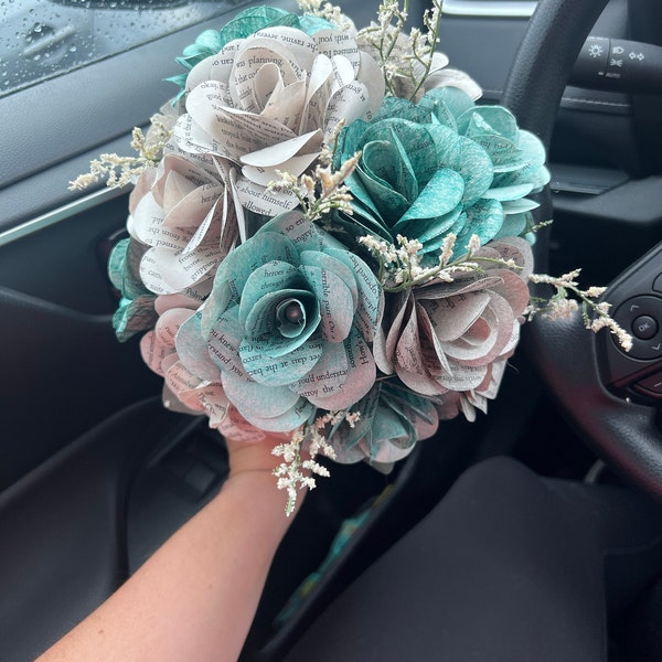 Book Page Paper Flowers Handmade to Order With Custom Colors Quantity 6 ...