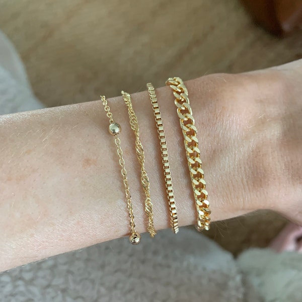 Gold Stacking Bracelets, Gold Bracelets for Women, Dainty Chain ...
