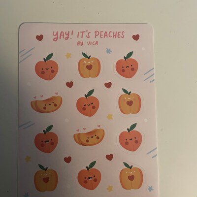 Peach Sticker Sheet Kawaii Stickers Cute Stationery - Etsy