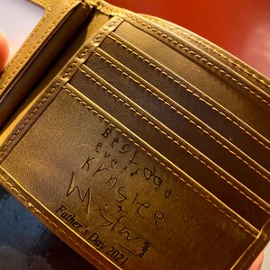 Handwriting Men's Wallet Engraved Memorial Signature - Etsy