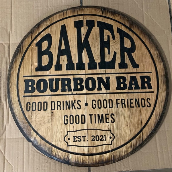 Bourbon Barrel Bar Sign - Personalized Name and Date - Authentic KY ...