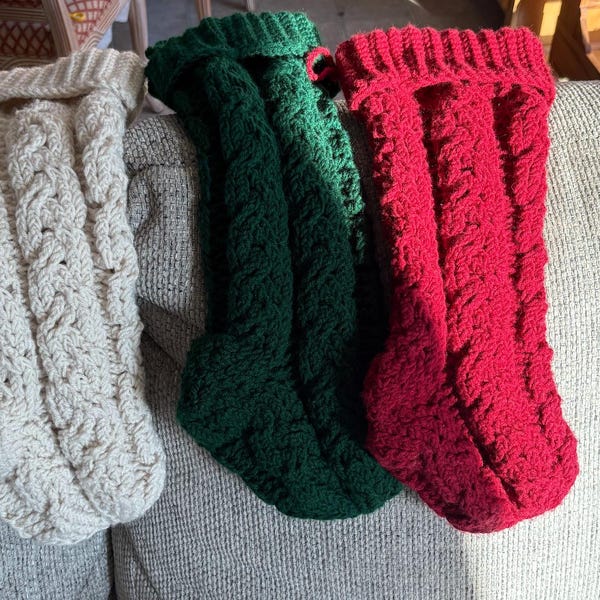 CROCHET PATTERN & VIDEO/ Cozy Cottage Cabled Stocking, Christmas Decor ...