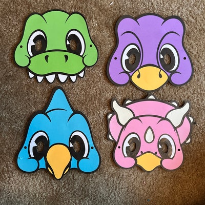 Kids Printable Dinosaur Masks, Colour Your Own Activity Masks, Perfect ...
