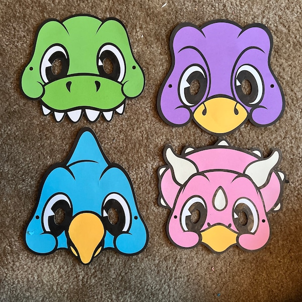 Kids Printable Dinosaur Masks, Colour Your Own Activity Masks, Perfect ...