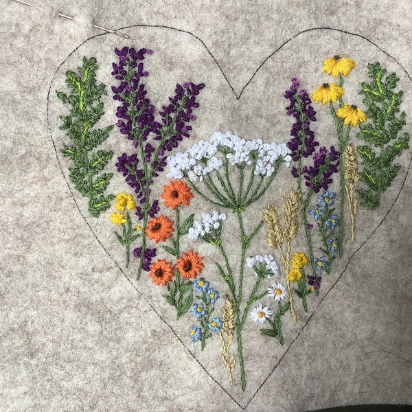 Wilma Hanging Heart Hand Embroidery Kit by Hannah Burbury Designs ...