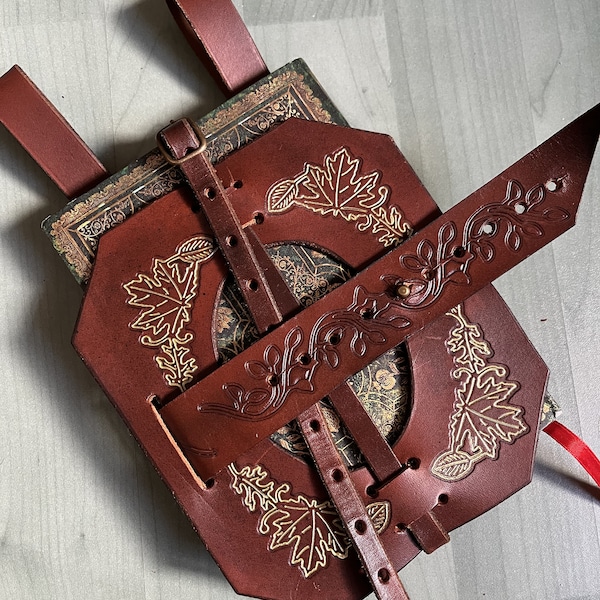 Book Holder - Larp Leather Book Bag - Book Lover Gift - Waist Book ...