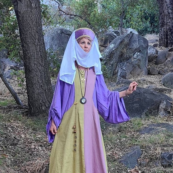 Two Colour Linen Medieval 14th Century Women's Over Coat Surcoat - Etsy